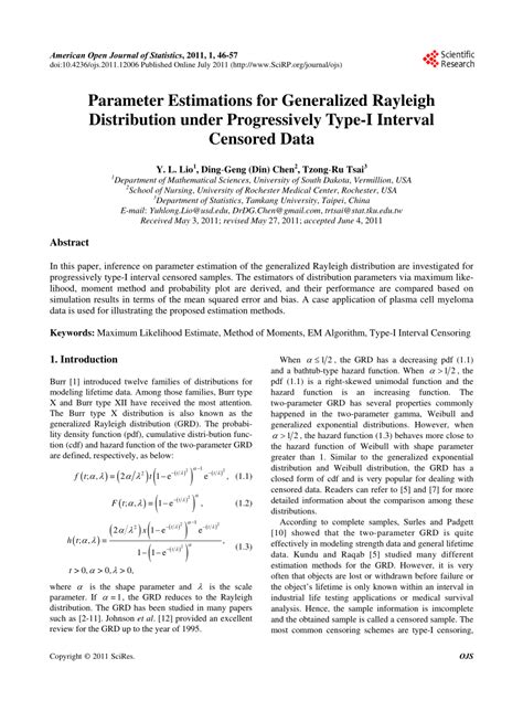 Pdf Parameter Estimations Forgeneralized Rayleigh Distribution Under Progressively Type I