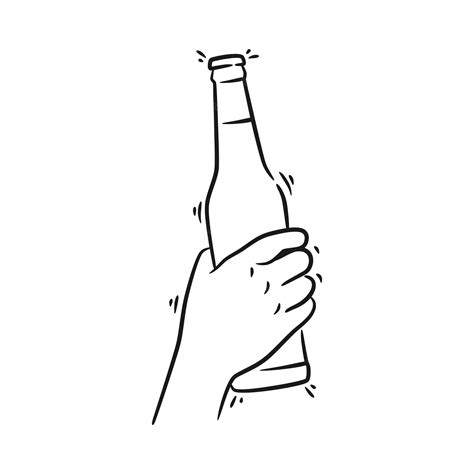 Premium Vector Hand Holding Beer Bottle Line Art Illustration