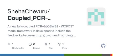 GitHub SnehaChevuru Coupled PCR GLOBWB2 WOFOST Model Framework A New