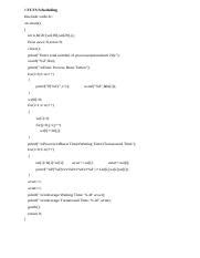 CPU Scheduling Program FCFS And SJF Docx FCFS Scheduling Include