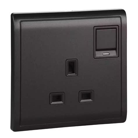 Buy 13a 250v 1gang Swithitched Socket With Neonmatt Black Schneider Electric Oman