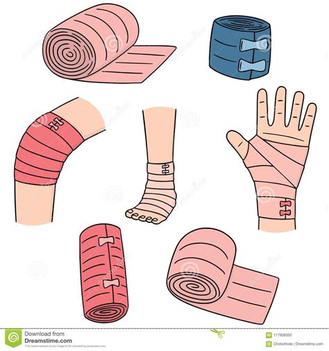 Vector Set Of Medical Bandage Stock Vector Illustration Of Line