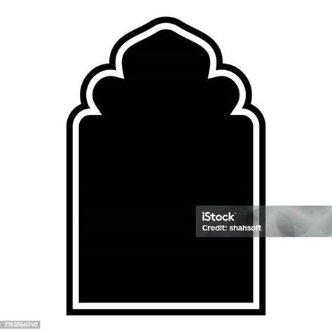 이슬람 아치 디자인 글리프 윤곽선 블랙 채워진 실루엣 디자인 픽토그램 기호 시각적 일러스트 레이 션 0명에 대한 스톡 벡터 아트