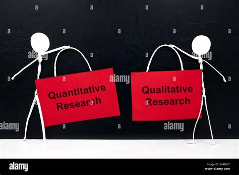 Quantitative Vs Qualitative Research Concept Human Stick Figure