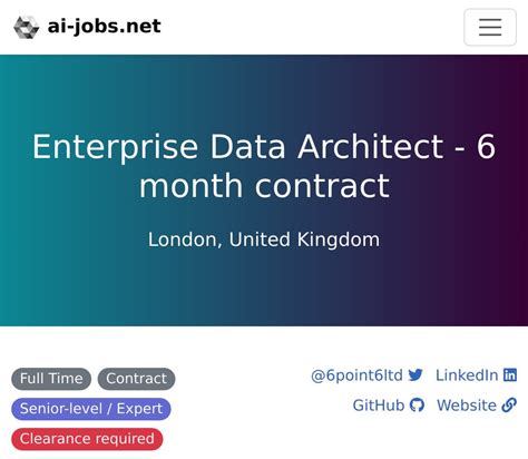 [hiring] Enterprise Data Architect 6 Month Contract In London United