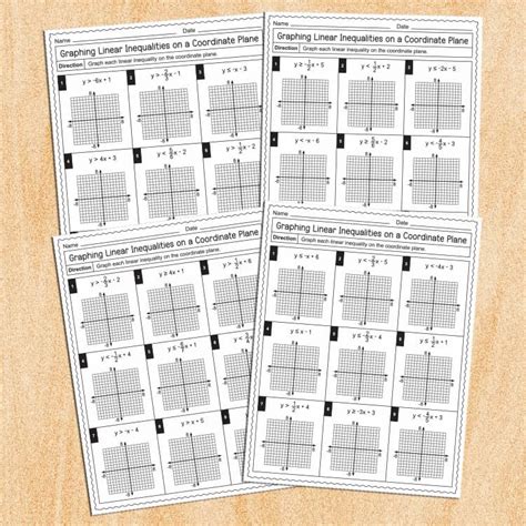 Graphing Linear Inequalities On A Coordinate Plane Worksheets And Anchor Chart