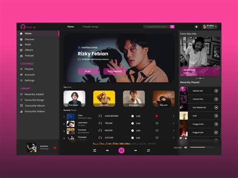 UI UX Music Streaming Dashboard By MUHAMMAD AKBAR On Dribbble