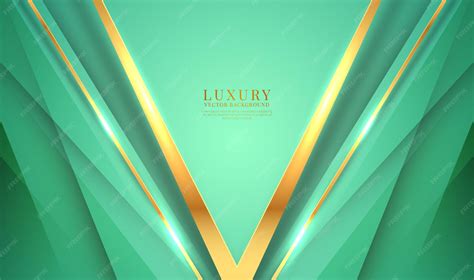 Premium Vector 3d Green Luxury Abstract Background Overlap Layers On Bright With Golden Lines