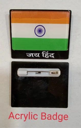 Black Pin Badge Rectangular Acrylic Flag Badges For School Size