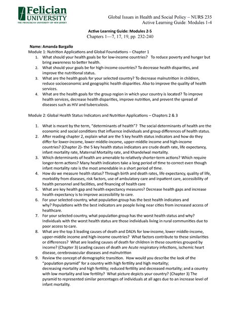Active Learning Guide Nurs235 01 2 Active Learning Guide Modules 1