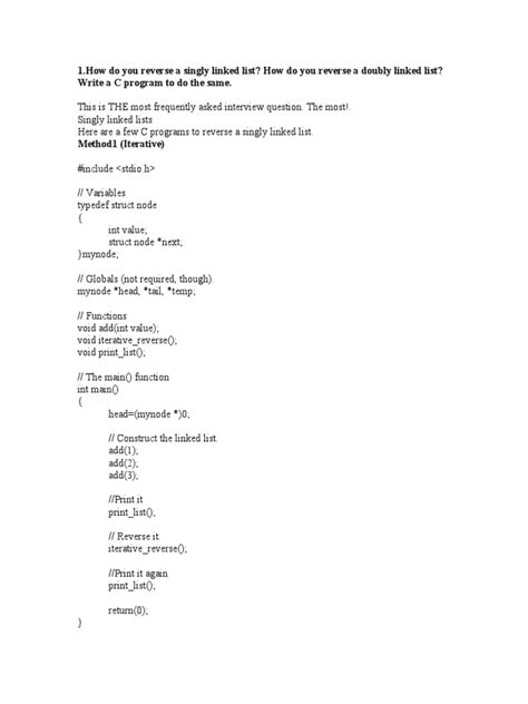 1 how do you reverse a singly linked list how do you reverse a doubly