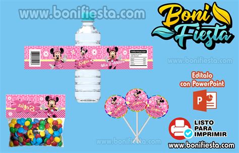 Etiquetas Minnie Mouse Boni Fiesta