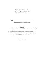 Midterm Pdf CPSC 331 Midterm Test Monday October 22 2018 Name