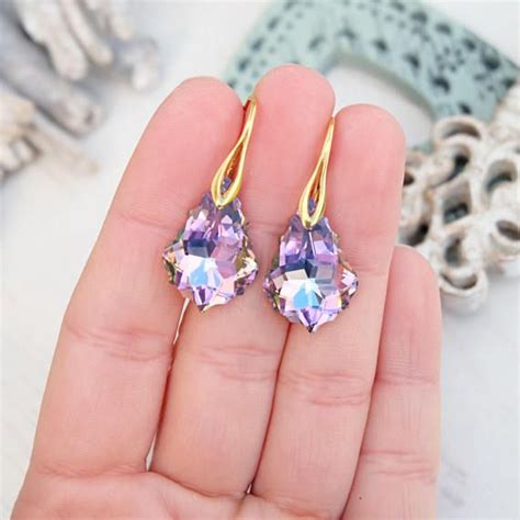 Lavender Crystal Earrings Vintage Crystal Wedding Earrings Etsy