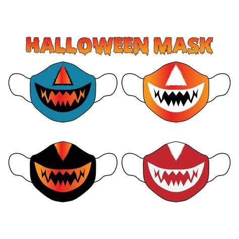 Halloween Masks Vector Cartoon Set Isolated On A White Background