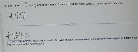 solved let f x sinx −2π≤x≤2π and g x cosx 0≤x≤π find the