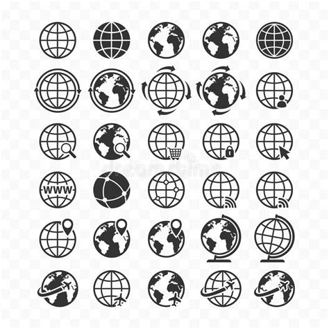 Globe Web Icon Set Planet Earth Icons For Websites Stock Vector