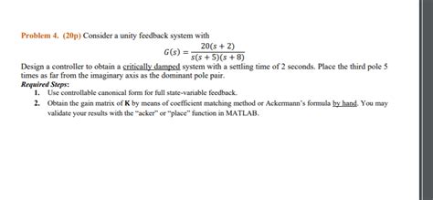 solved problem 4 20p consider a unity feedback system