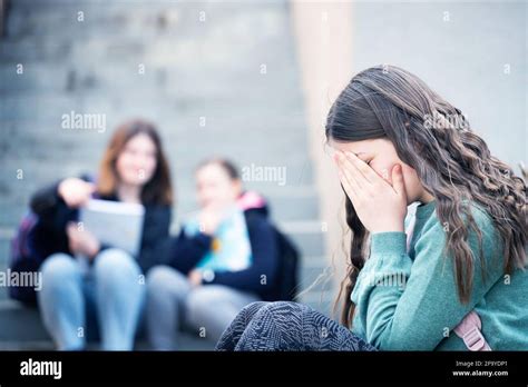 Girl Being Bullied At The School Educational School Isolation And