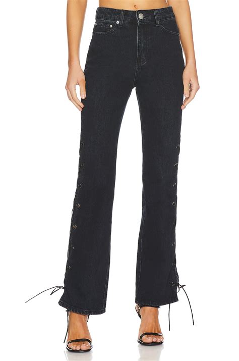 Superdown Jayda Lace Up Jean In Washed Black Revolve