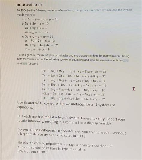Solved 1018 And 1019 1018solve The Following Systems Of