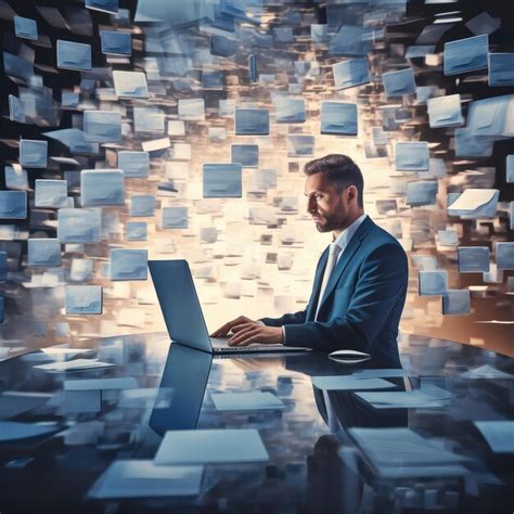 Premium Ai Image Businessman Using A Computer To Document Management