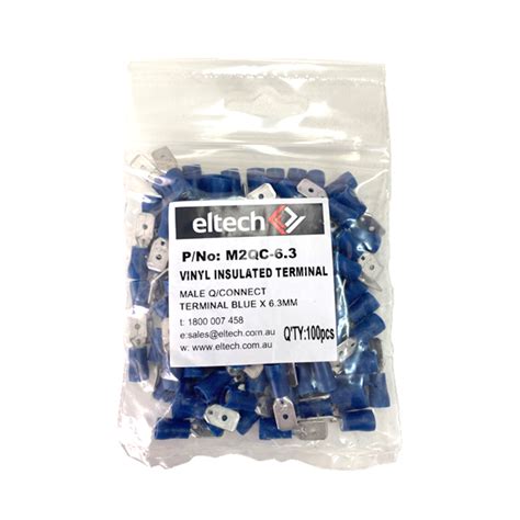 Pre Insulated Quick Connectors Male Blue 6 3mm Eltech