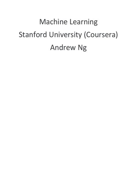 Machine Learning Stanford University Coursera Andrew Ng Pdf