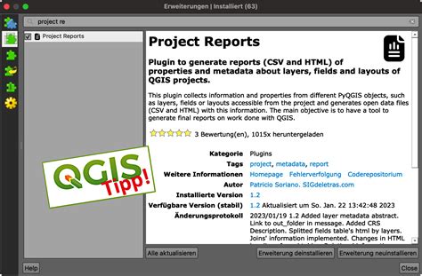 Qgis Tipp Project Report Plugin Geoobserver
