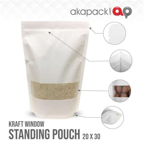 Jual Kemasan Standing Pouch Kraft Putih Zipper 20 X30 MINIMAL 100 PCS