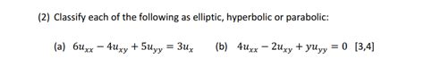 Solved 2 Classify Each Of The Following As Elliptic