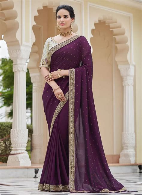 Purple Designer Sarees