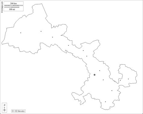甘肃省 D 免费地图 免费的空白地图 免费的轮廓地图 免费基地地图 大纲 主要城市 白