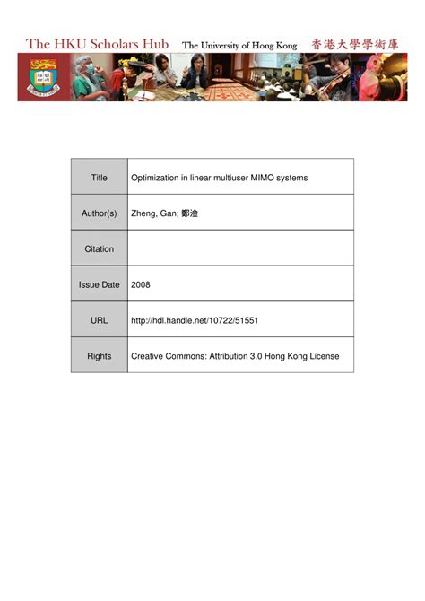 Pdf Optimization In Linear Multiuser Mimo Systems