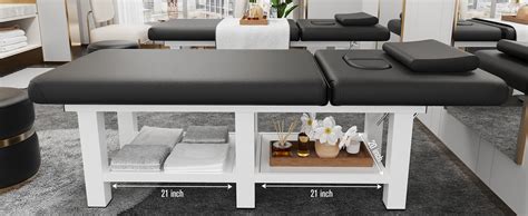Pouseayar Black Wide Stationary Massage Table With Backrest