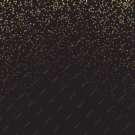 검은 배경에 스타 스팽글 색종이입니다 벡터 골드 반짝이입니다 바닥에 떨어지는 입자 격리 된 평면 생일 카드입니다 골든 스타 배너 상품권 선물 카드 템플릿입니다