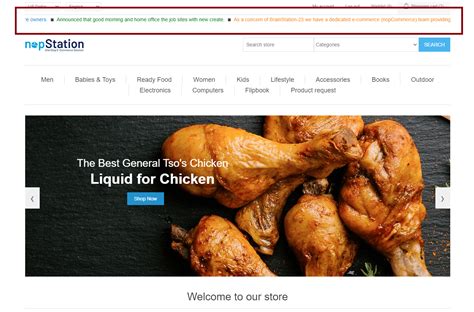 Horizontal Scrolling Announcement By NopStation NopCommerce