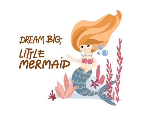 Pre Made Composition With Cute Mermaid Under The Sea Among The Seaweed