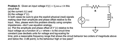 Solved V T Problem Given An Input Voltage V T V Cos Chegg