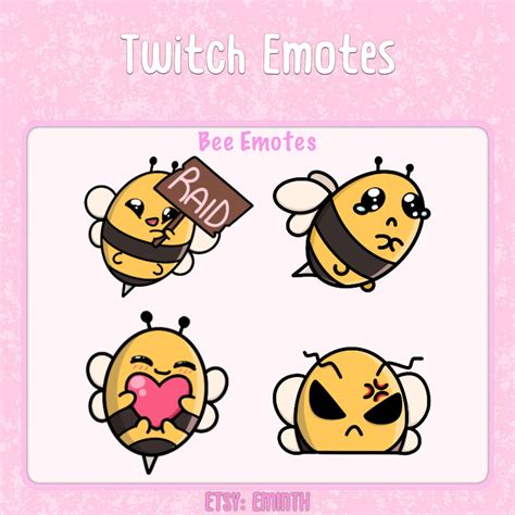 Bee Emotes For Twitch Discord Emotes Twitch Sub Kawaii Bees Discord