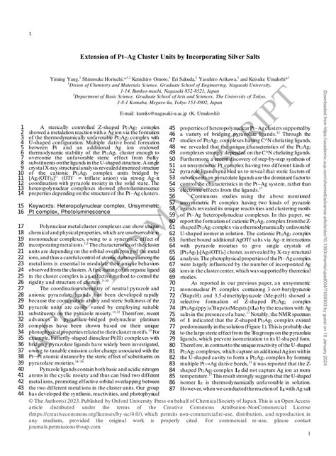 Pdf Extension Of Ptag Cluster Units By Incorporating Silver Salts