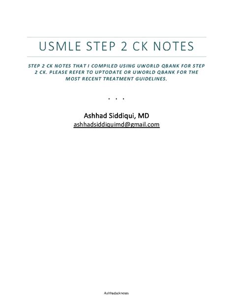 Ashhads Step 2 Ck Uw Notes Usmle Step 2 Ck Notes Step 2 Ck Notes