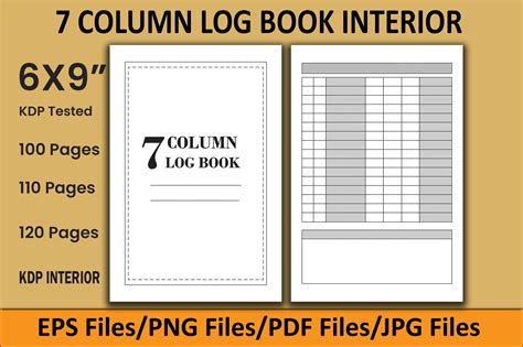7 Column Log Book Kdp Interior Graphic By Educare · Creative Fabrica