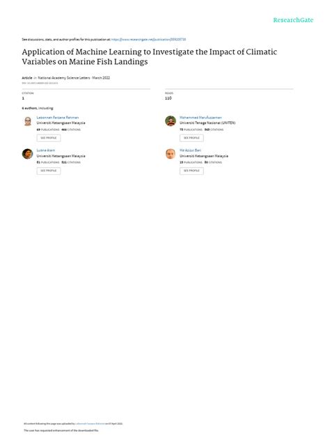 Application Of Machine Learning To Investigate The Impact Of Climatic