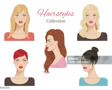 패션 트렌디 한 헤어 스타일 아름다운 젊은 여성 벡터 일러스트레이션을 참조하십시오 다양에 대한 스톡 벡터 아트 및 기타 이미지 다양 머리 모양 벡터 Istock