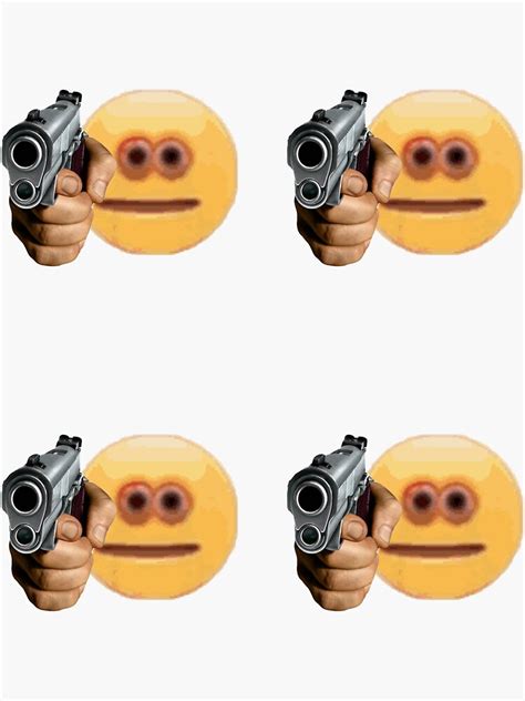 Pegatina Emoji Maldito Que Sostiene La Pistola Paquete Divertido De
