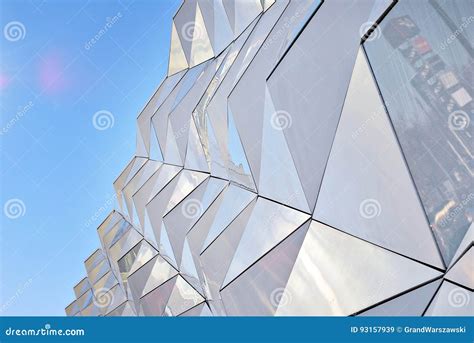 Polygonal Triangle Glass Facade Of Modern Building Stock Image Image