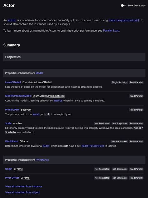 Actor Inherits From Pvinstance And Model Engine Bugs Developer