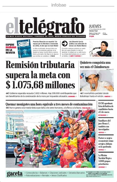 El Telégrafo Ecuador 27 De Diciembre De 2018 Infobae