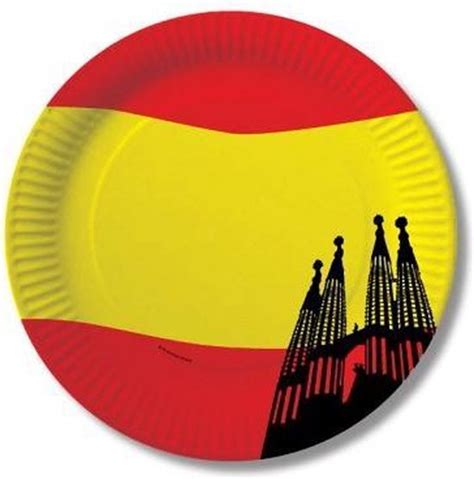 Spanje Spaanse Vlag Thema Wegwerp Bordjes 10 Stuks 23 Cm Van Karton